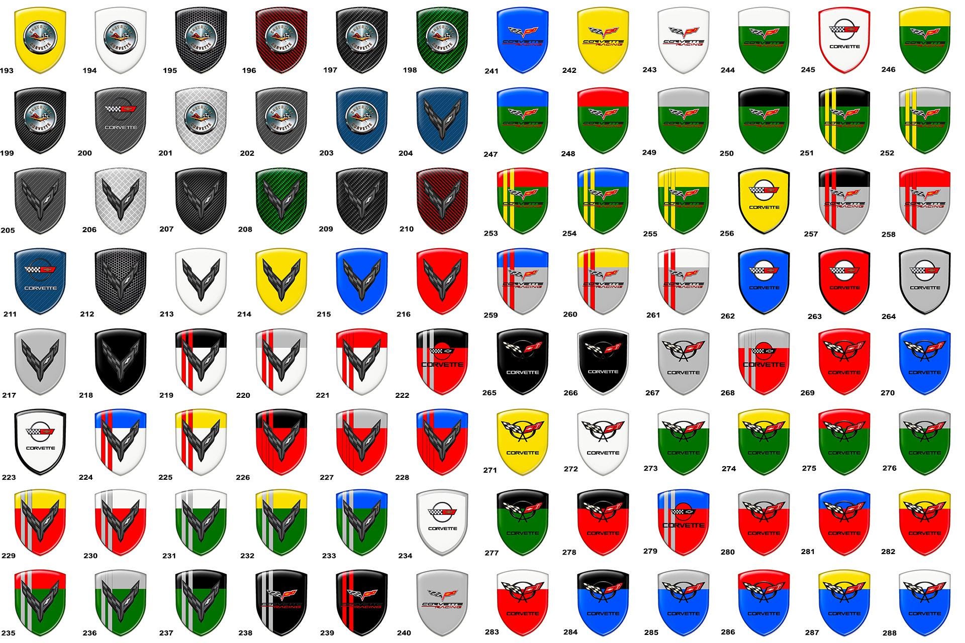 CORVETTE Emblems Shield 3D Handmade Epoxy Resin Stickers Custom ...