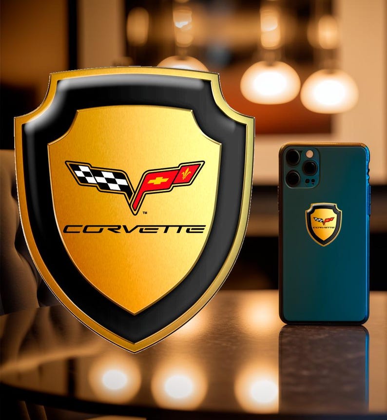 CORVETTE Emblems Shield 3D Handmade Epoxy Resin Stickers Custom ...