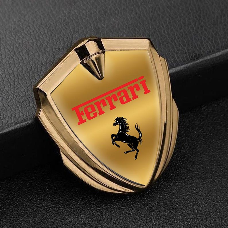 FERRARI Metal Emblem Shield Epoxy Resin Custom Accessory Front Rear ...