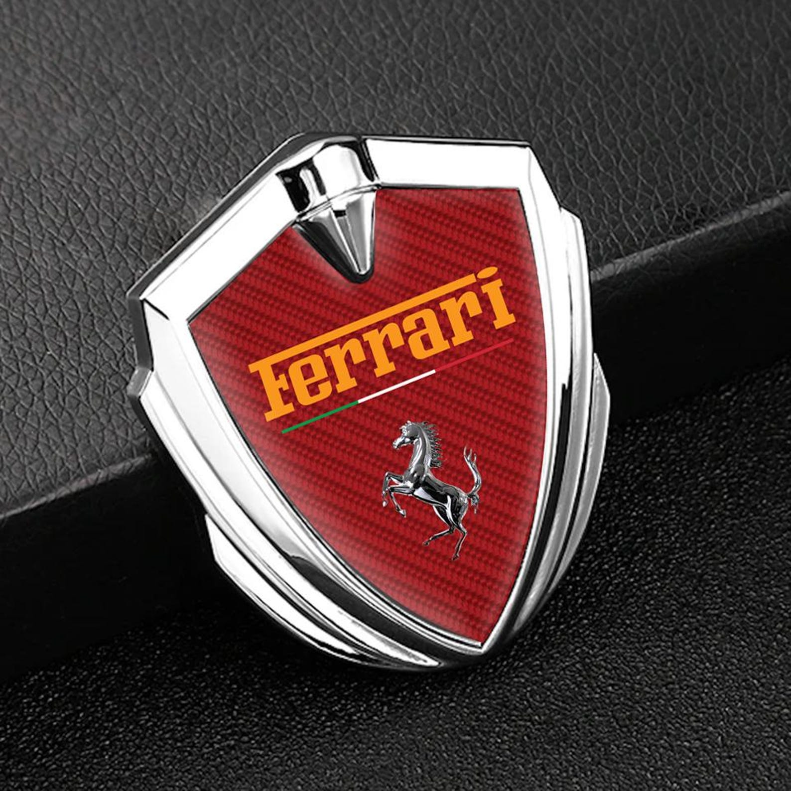 Ferrari Metal Emblem Shield, Epoxy Resin Decal, Car Accessory - Etsy