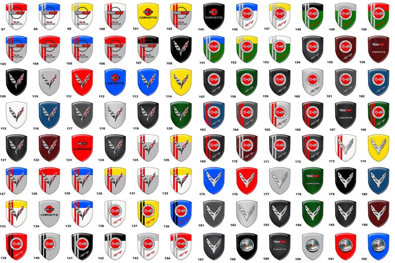 CORVETTE Emblems Shield 3D Handmade Epoxy Resin Stickers Custom ...