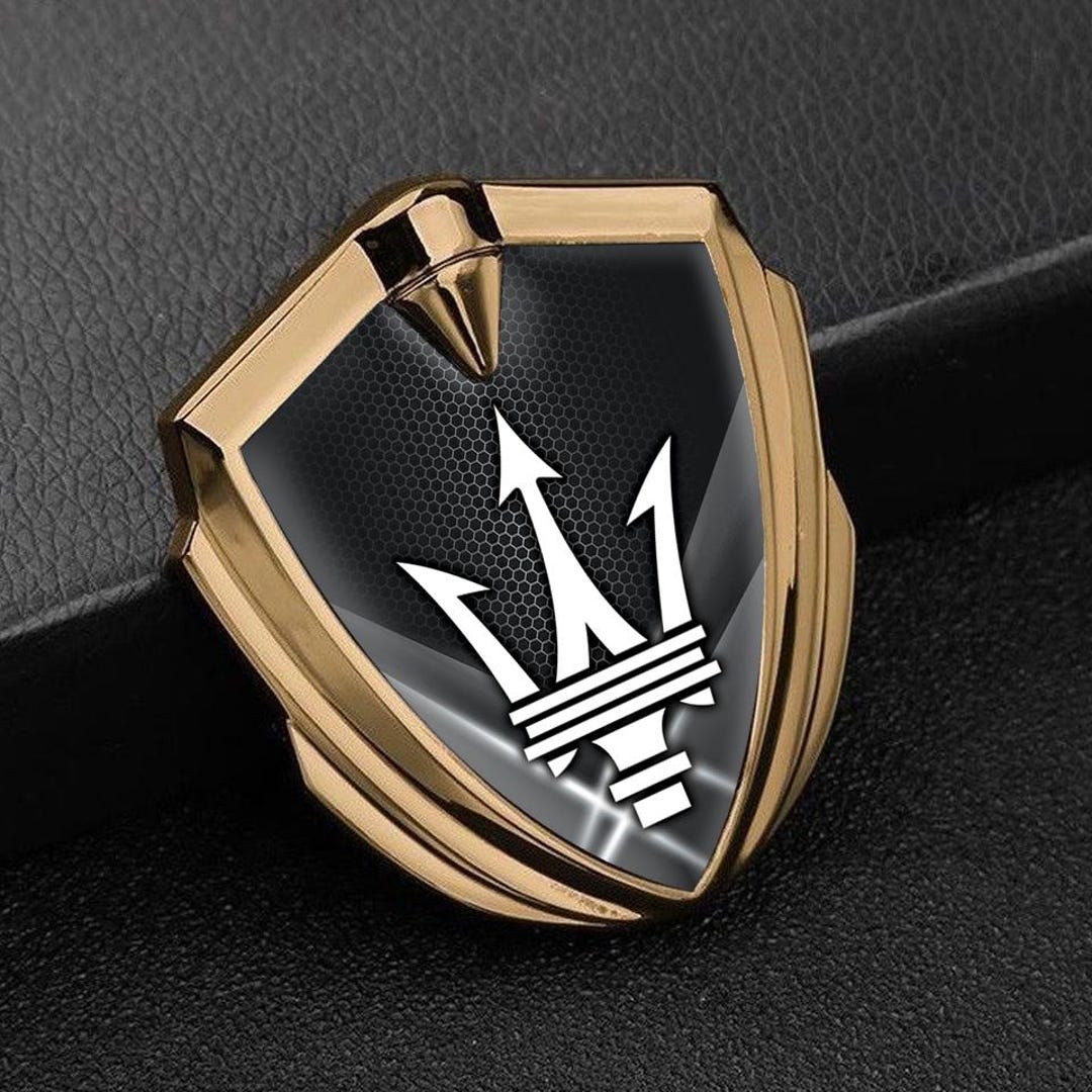 MASERATI Metal Emblems Shields Epoxy Resin Custom Accessory Front Rear ...