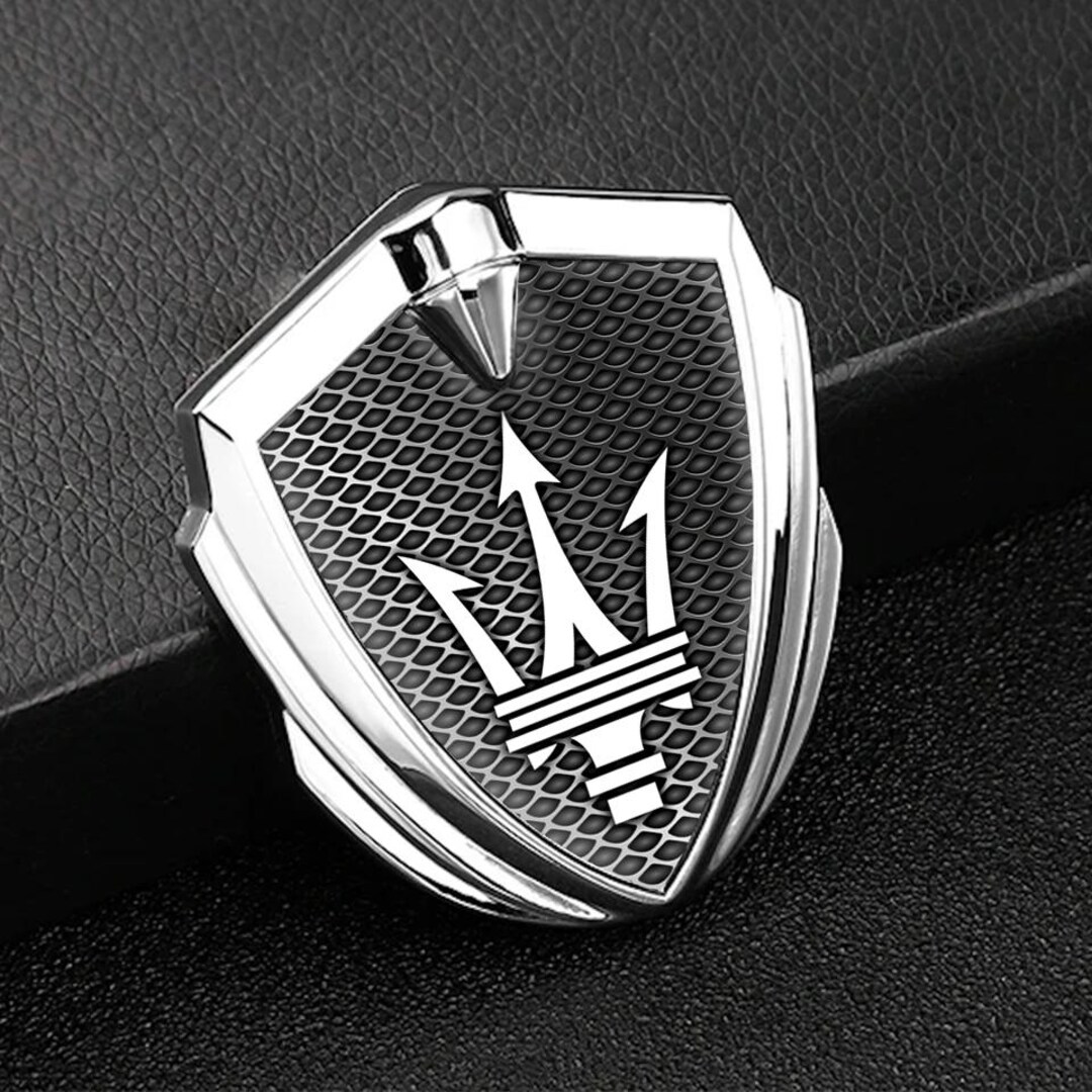 MASERATI Metal Emblems Shields Epoxy Resin Custom Accessory Front Rear ...
