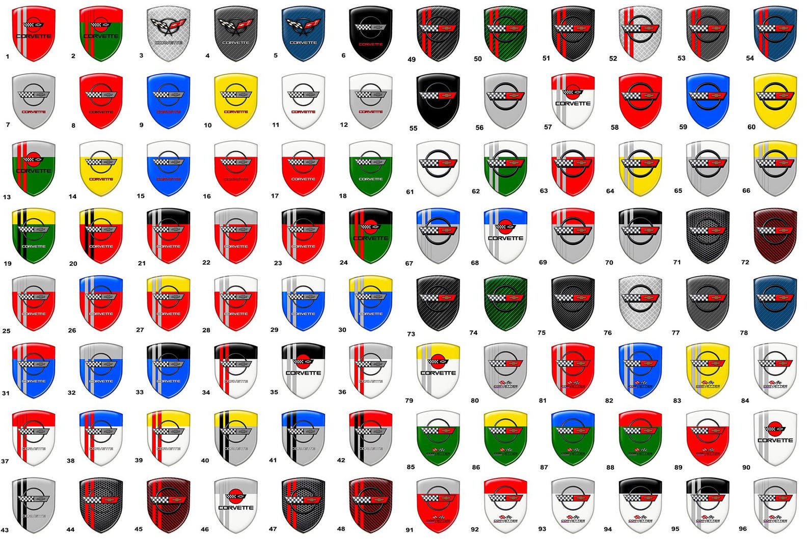 CORVETTE Emblems Shield 3D Handmade Epoxy Resin Stickers Custom ...