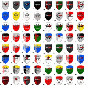 CORVETTE Emblems Shield 3D Handmade Epoxy Resin Stickers Custom ...