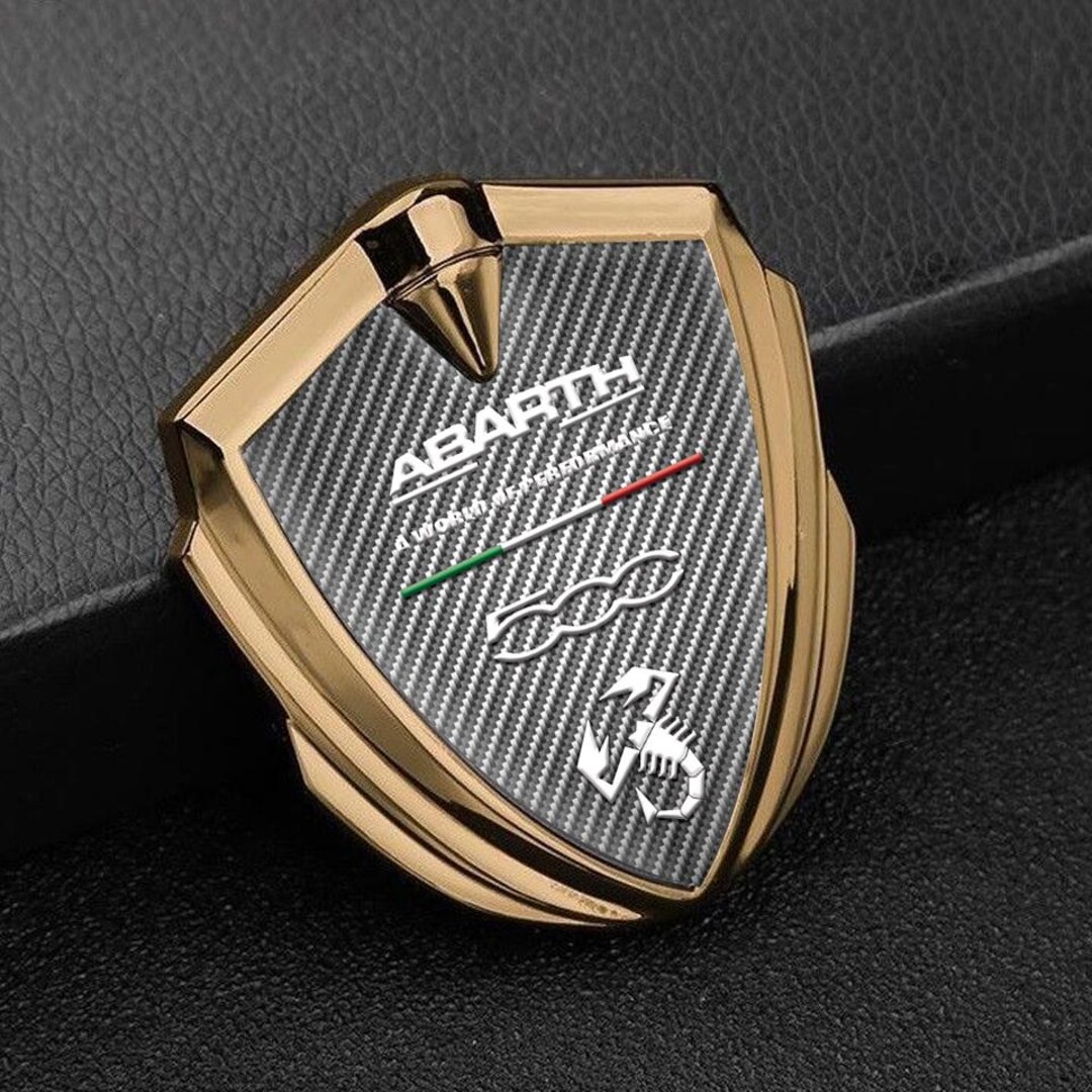 ABARTH Metal Emblem Shield Epoxy Resin Custom Accessory Front Rear ...