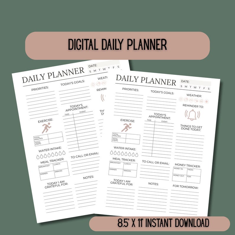 Digital Daily Planner - Simple, Instant Download - Etsy