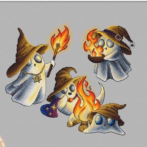 Lights in the Night Cross Stitch Pattern Ghosts Pattern Halloween ...