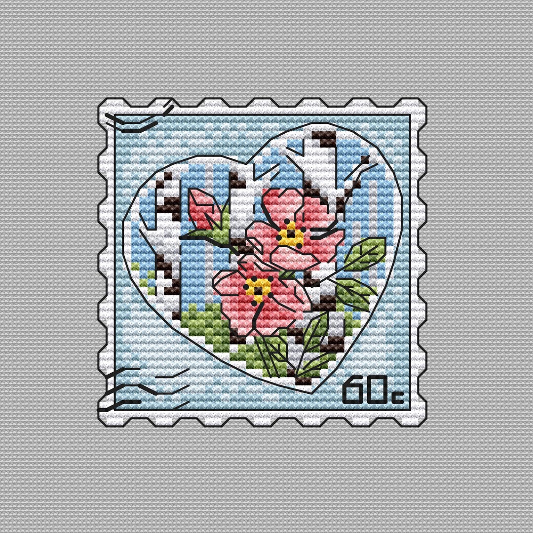 Rose Hips - Cross Stitch Postage Stamp Pattern Flowers Embroidery Small ...
