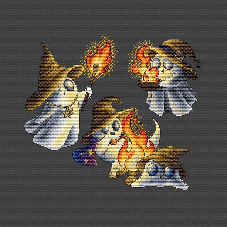 Lights in the Night Cross Stitch Pattern Ghosts Pattern Halloween ...