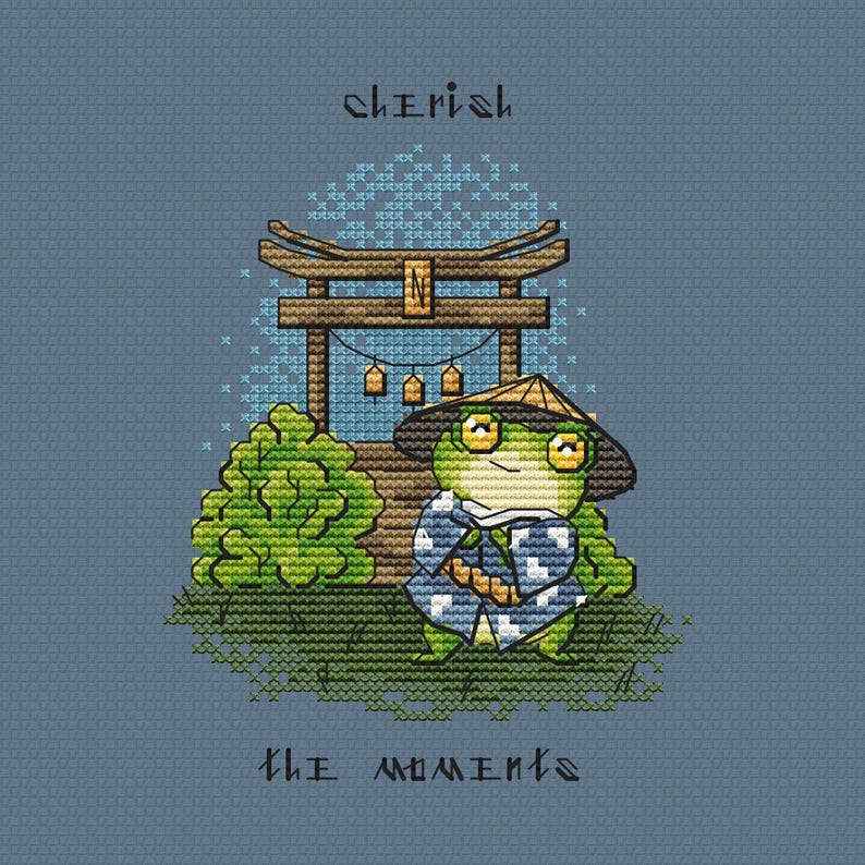 Cherish the Moments Tiny Samurai Frog Cross Stitch Pattern Cute Frog ...
