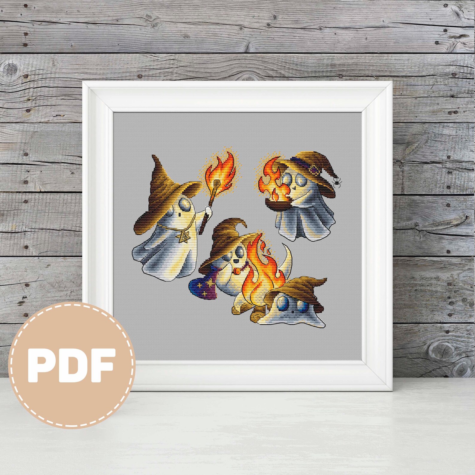 Lights in the Night Cross Stitch Pattern Ghosts Pattern Halloween ...