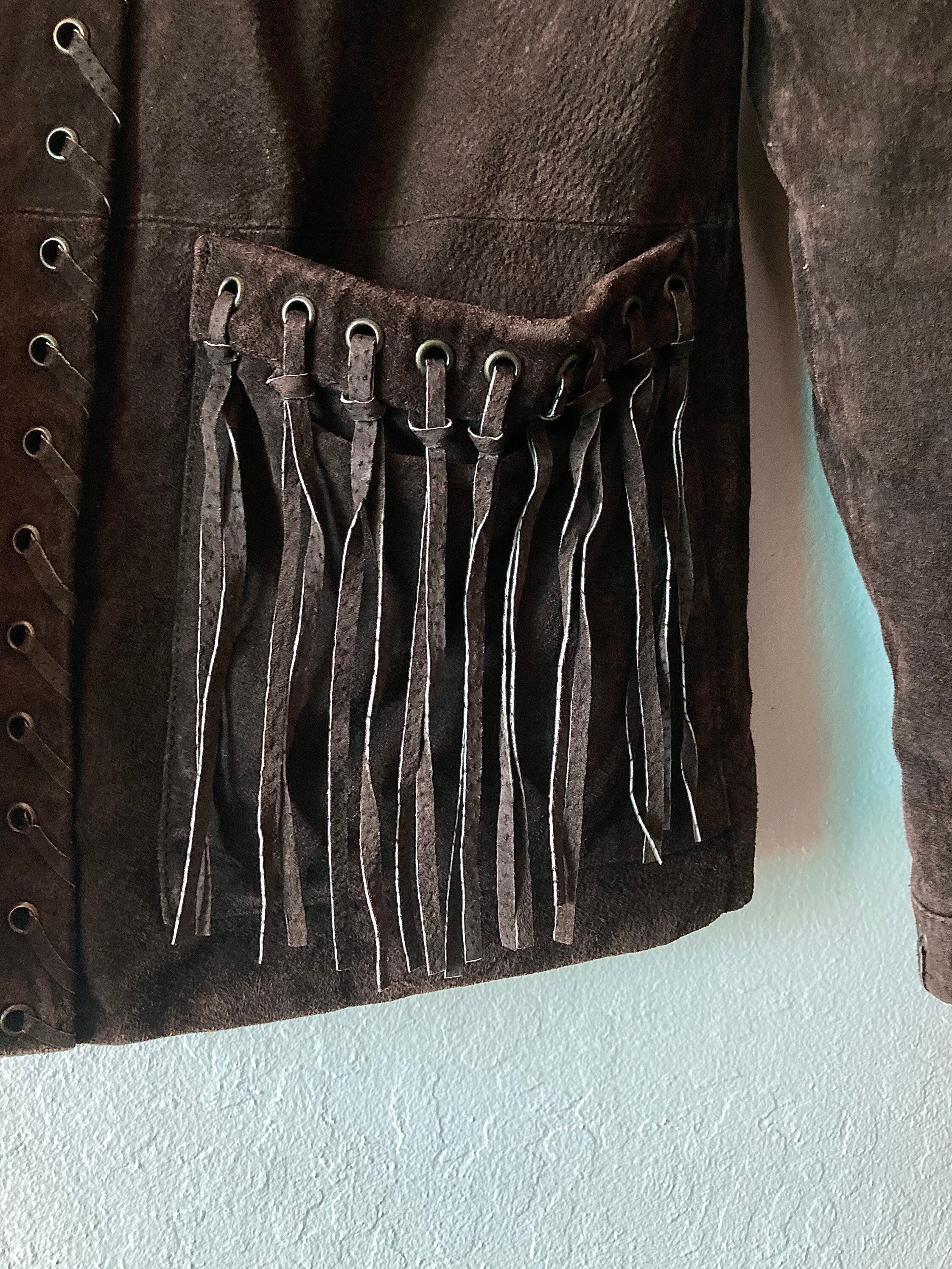 1980s Western Genuine Leather Fringe & Plaited Laces Ranch - Etsy