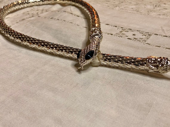 1970s Jewels of Cleopatra Whiting & Davis Silver Mesh… - Gem