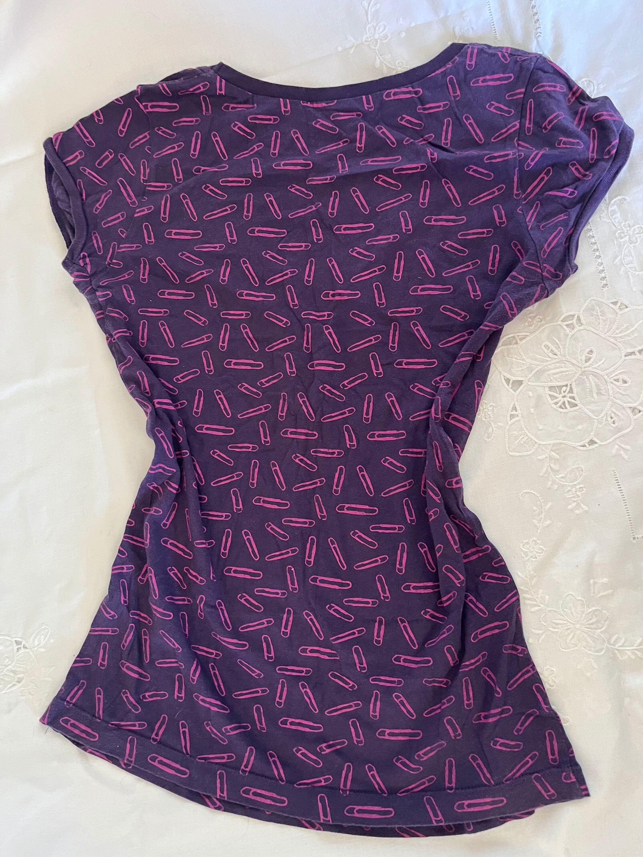 1990s Y2K Riot Grrrl Paper Clip Printed Purple Capped Tee Shirt - Etsy ...