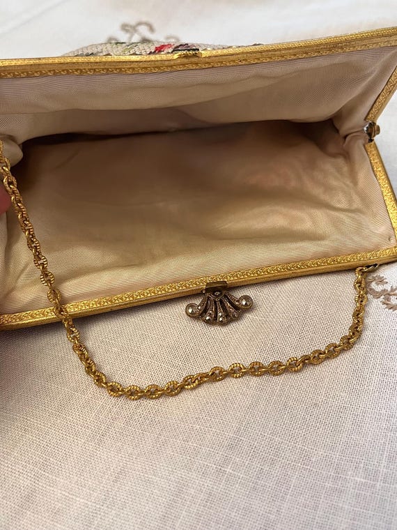 1950s Golden Frame Intricate Needlepoint Lovers Victo… - Gem
