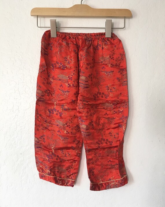 1960s Set of Ruby Children’s Chinese Satin Brocade Ma… - Gem