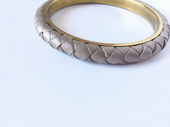 1980s Pearlescent Genuine Leather Plaited Braided Bra… - Gem