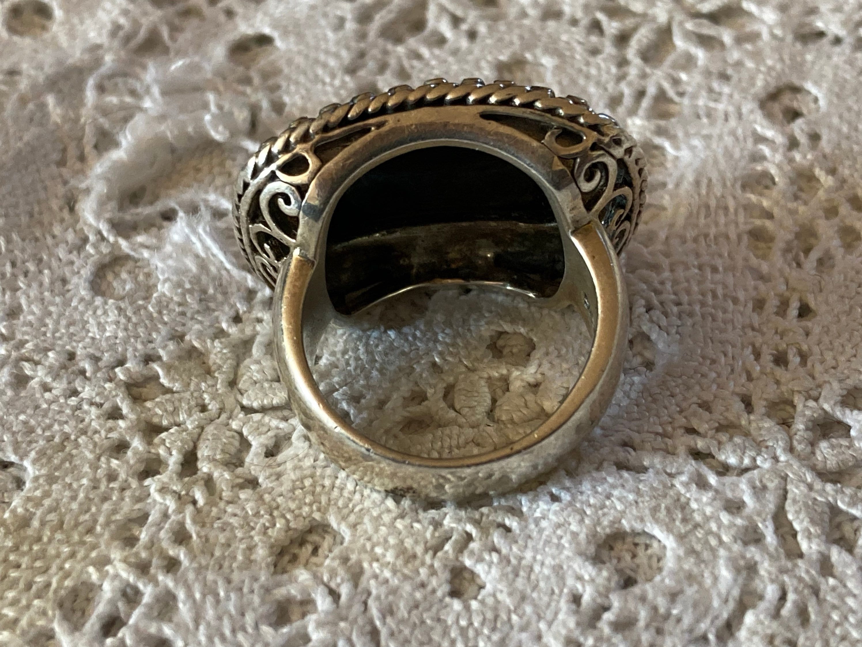 1960s Art Deco Victorian Revival Era Inky Black Czech Glass & Sterling ...