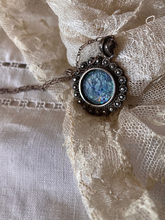 1920s Aurora Borealis Oil Slick Faience Finish Glass … - Gem