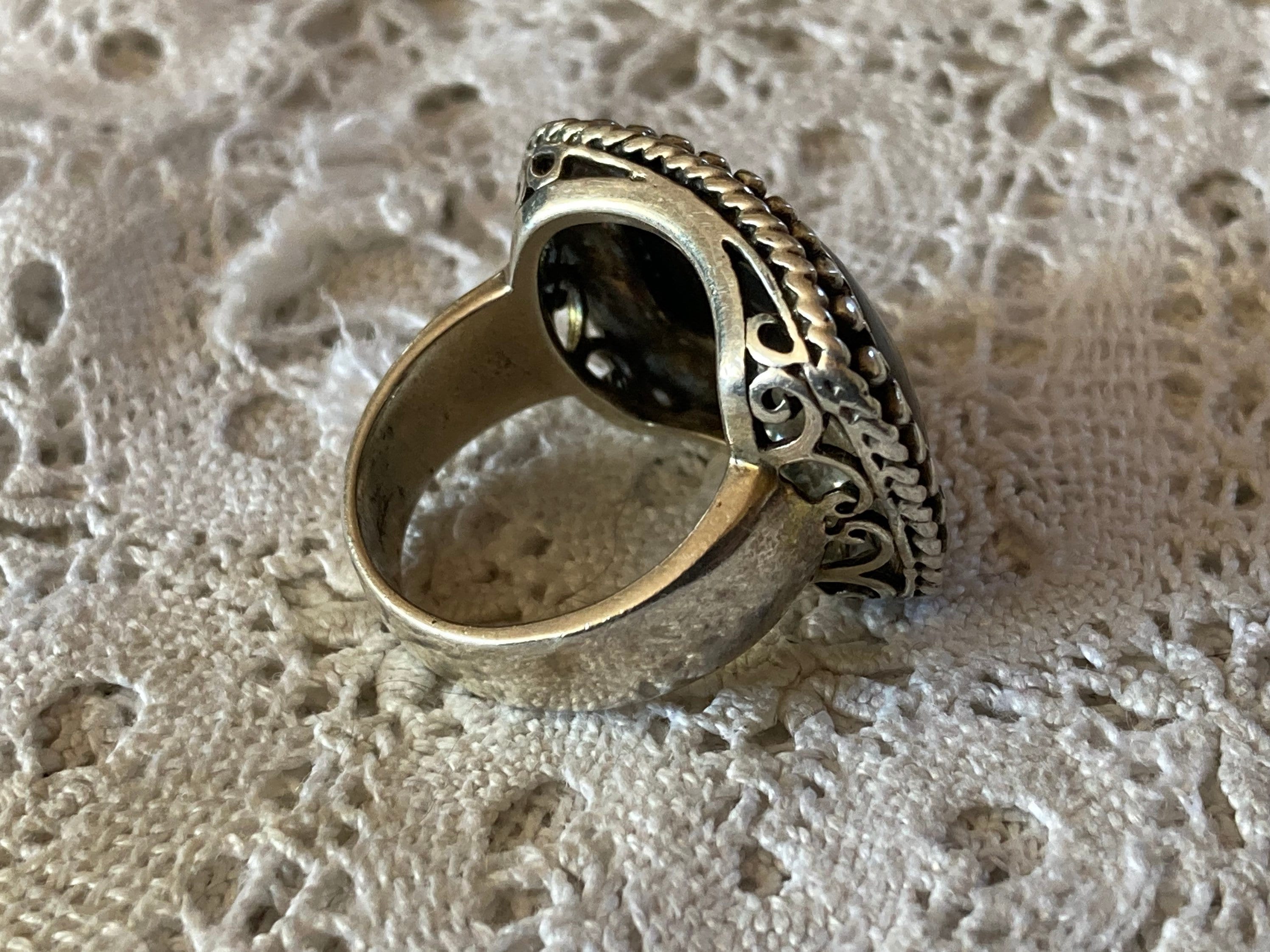 1960s Art Deco Victorian Revival Era Inky Black Czech Glass & Sterling ...