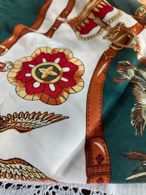 Royal Crown Green & Gold Flying Ducks Scarf Great As … - Gem