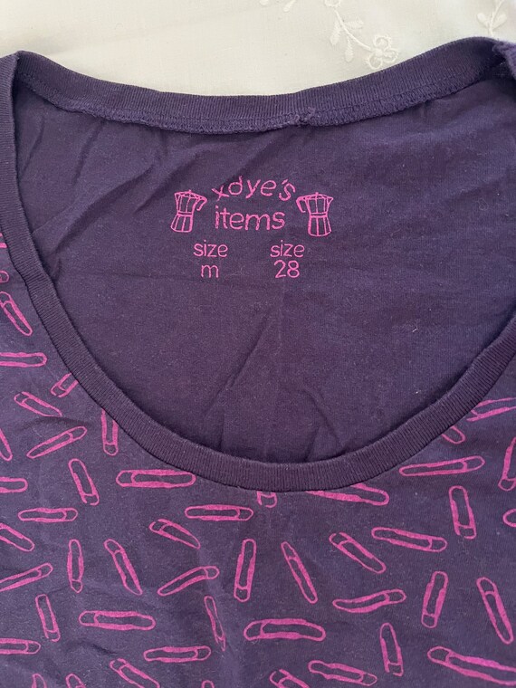 1990s Y2K Riot Grrrl Paper Clip Printed Purple Capped… - Gem