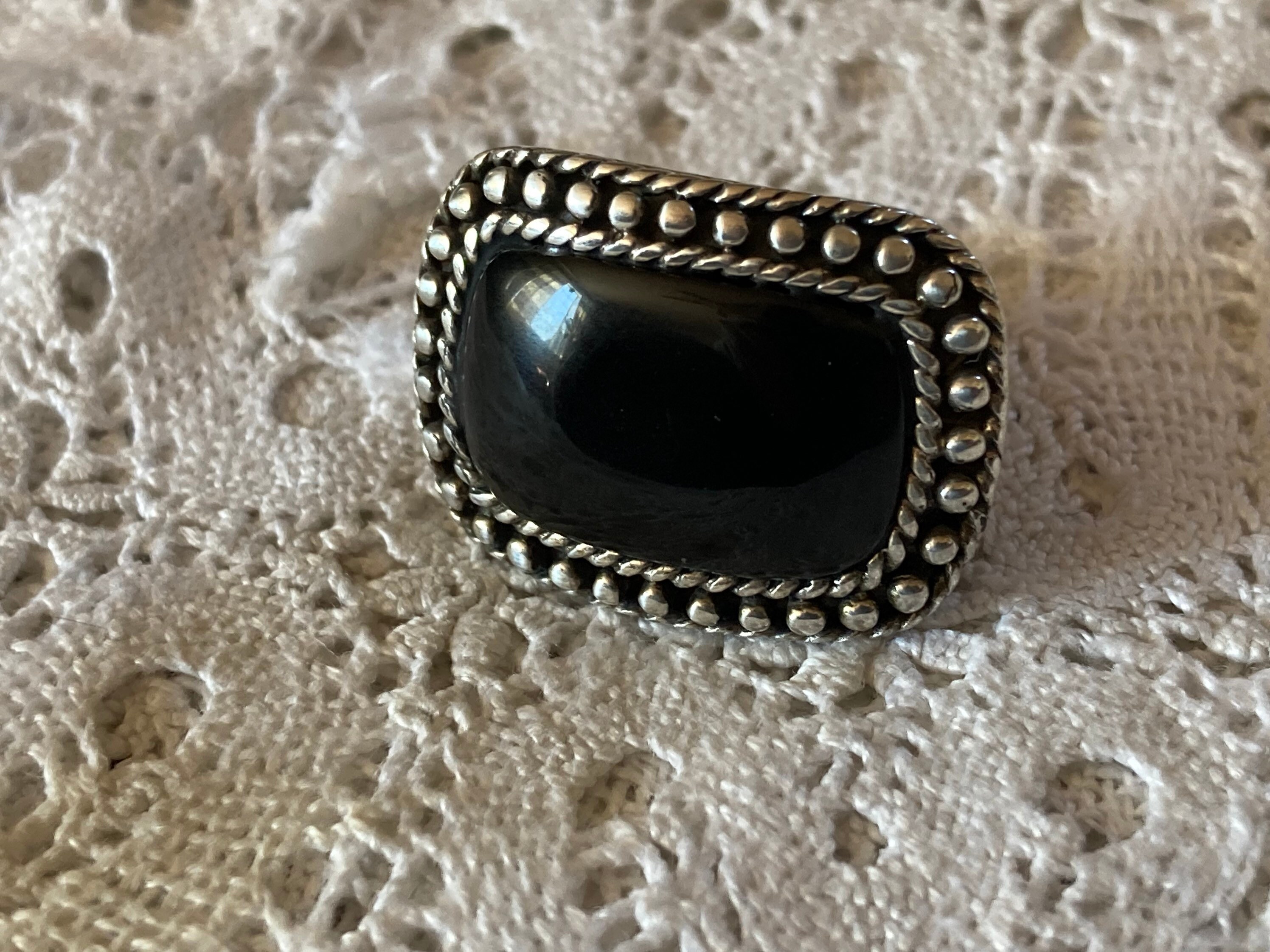 1960s Art Deco Victorian Revival Era Inky Black Czech Glass & Sterling ...