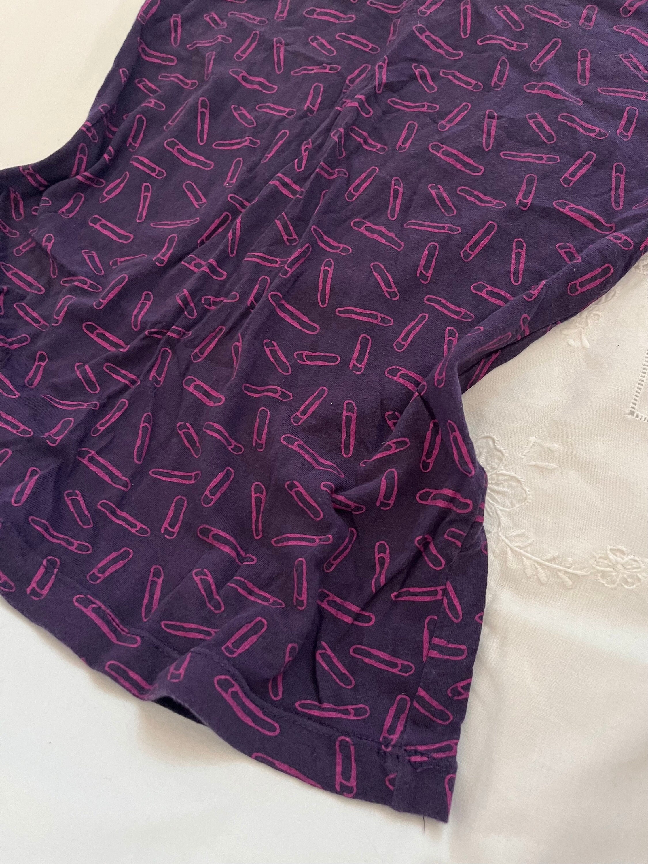 1990s Y2K Riot Grrrl Paper Clip Printed Purple Capped Tee Shirt - Etsy ...