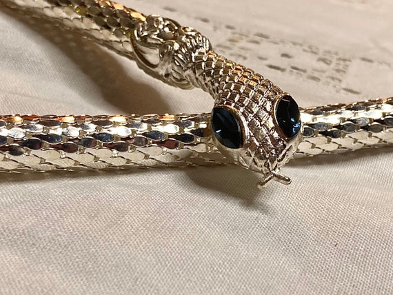 1970s Jewels of Cleopatra Whiting & Davis Silver Mesh… - Gem