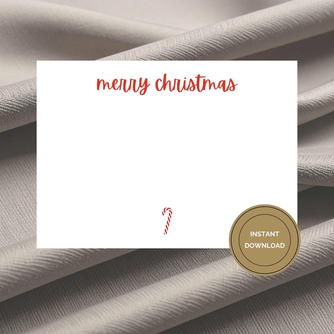 Christmas Candy Cane Holiday Notecard Blank Design Festive Stationery ...