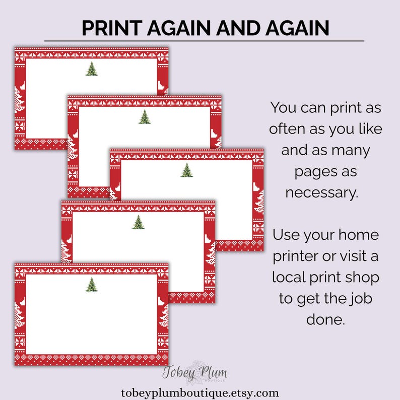Christmas Tree Notecard Blank Design Holiday Stationery Christmas Card ...