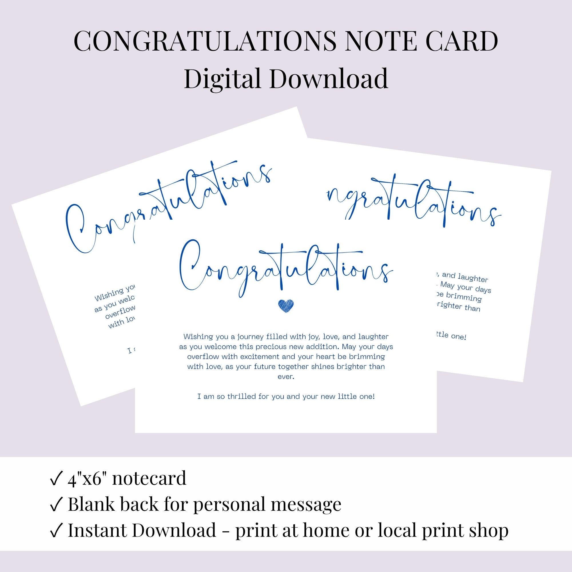 Baby Congratulation Card Heart Design Birth Announcement Welcome Shower ...