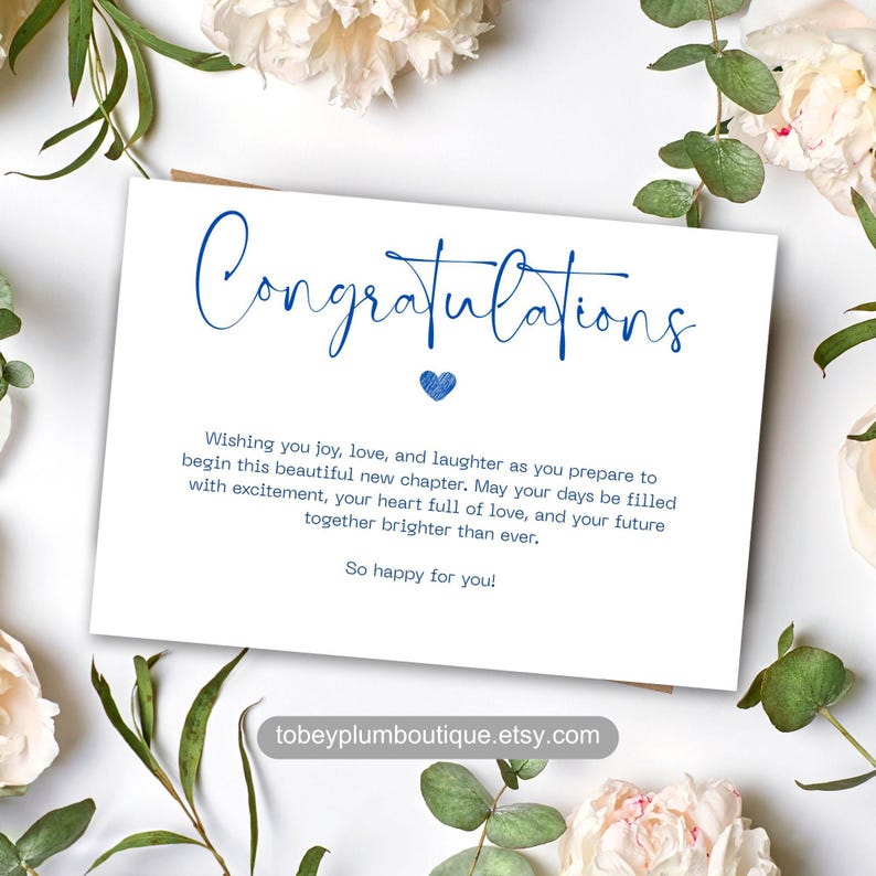 Congratulation Note Card for Wedding Gift Celebration Card for Bridal Shower Gift Congrats for ...