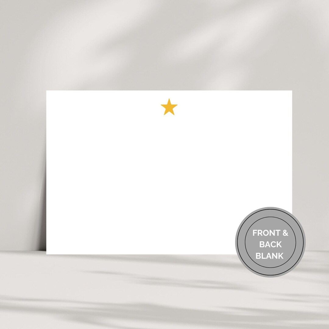 Yellow Star Printable Note Card for Any Special Occasion Thank You ...