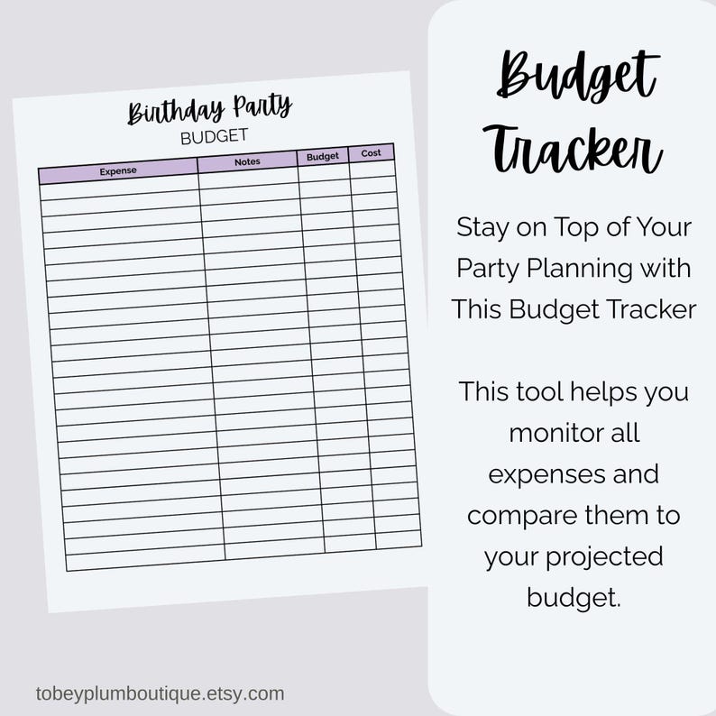 Party Budget Tracker Template Printable Budget Organizer Tracker ...