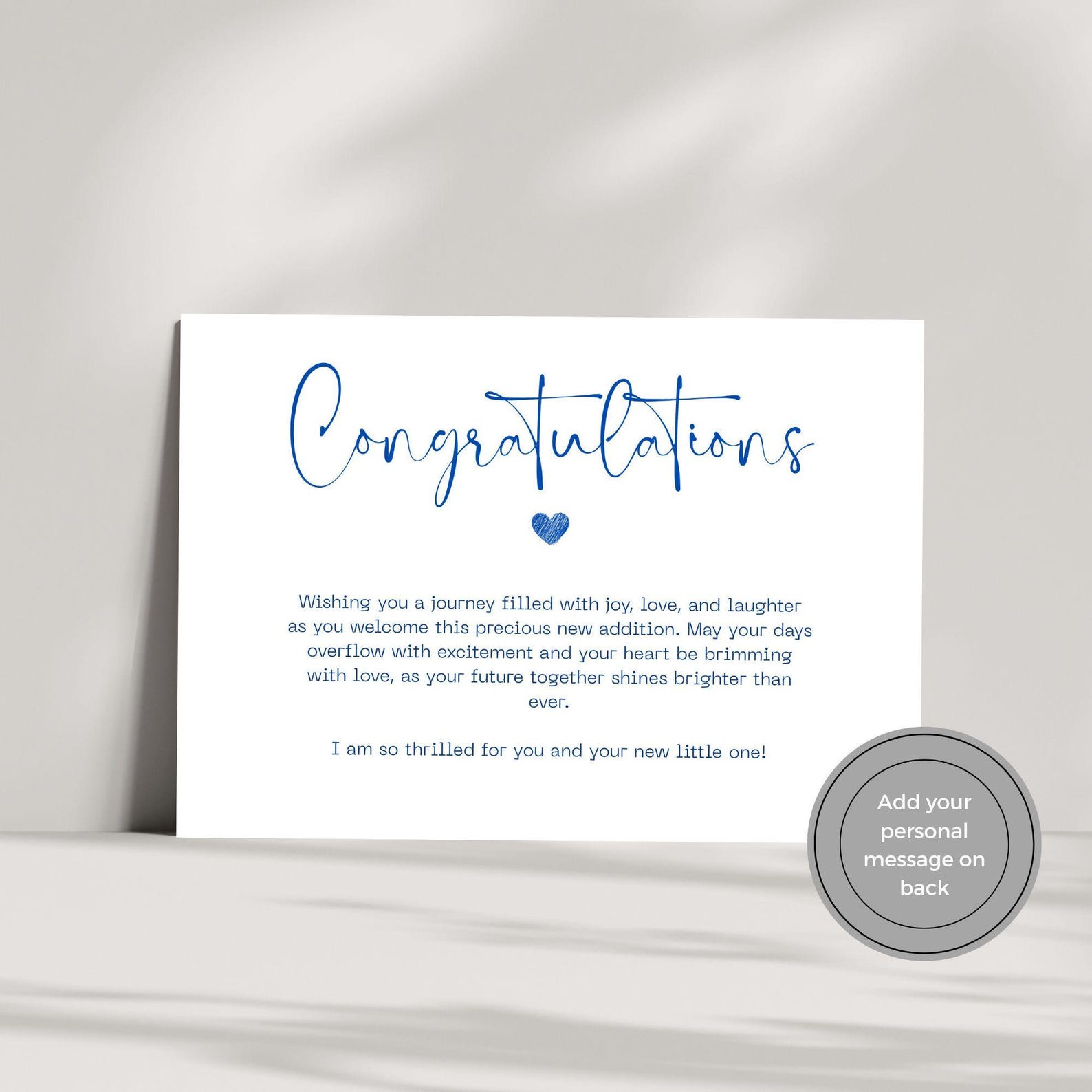 Baby Congratulation Card Heart Design Birth Announcement Welcome Shower ...