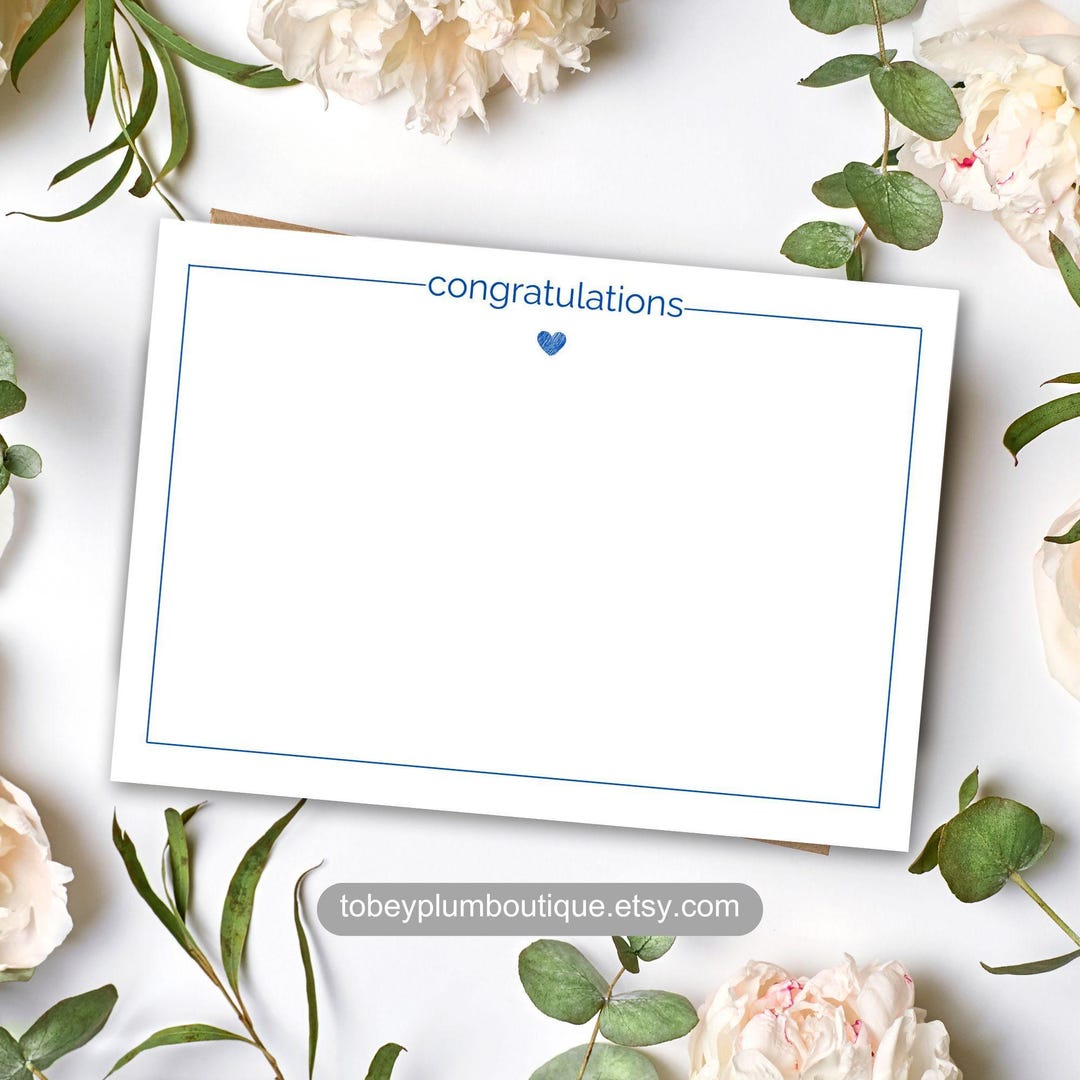 Congratulations Digital Card Heart Design Printable Download Blank Note ...