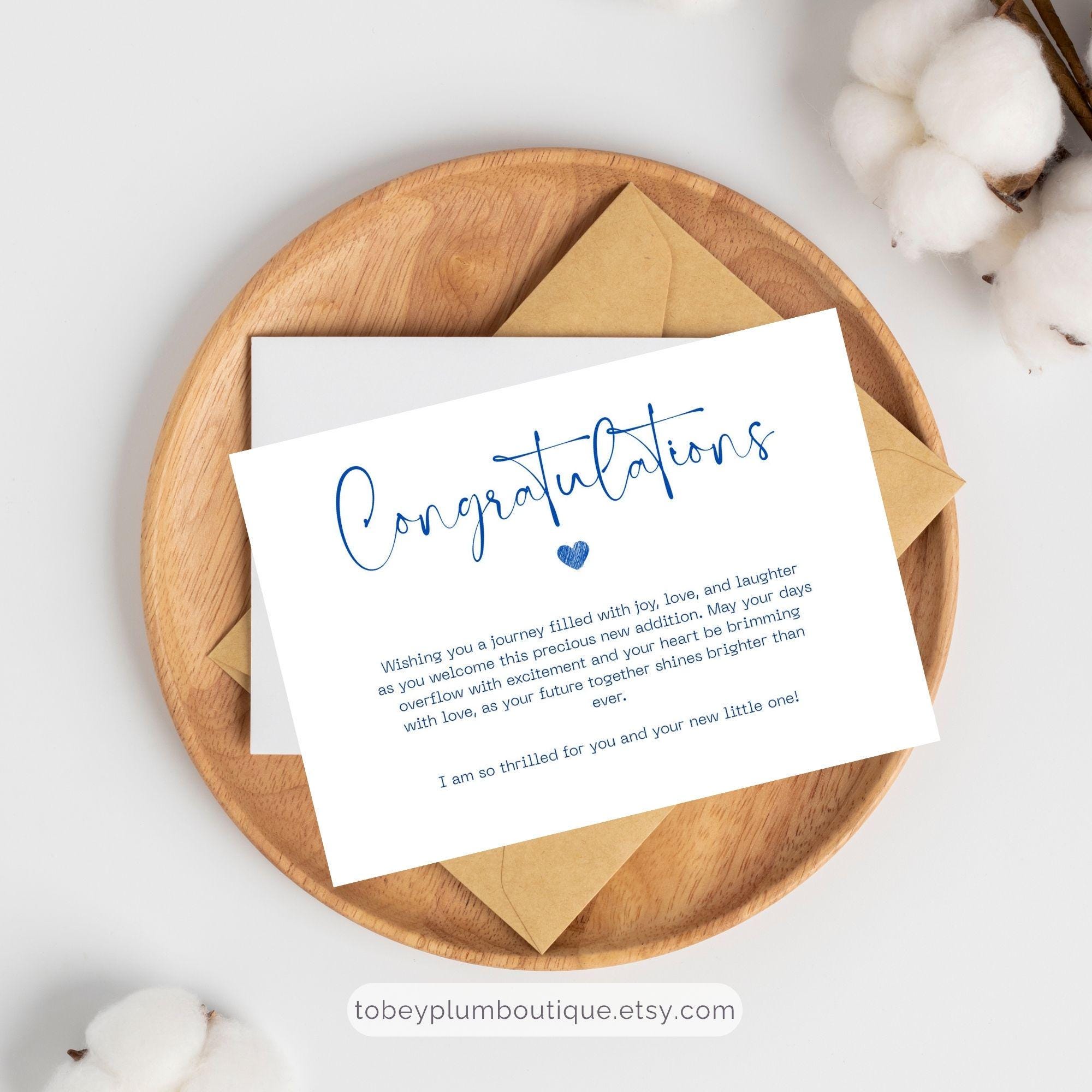 Baby Congratulation Card Heart Design Birth Announcement Welcome Shower ...
