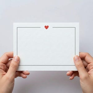 Heart Note Card Blank Template Thank You Message Stationery Digital ...