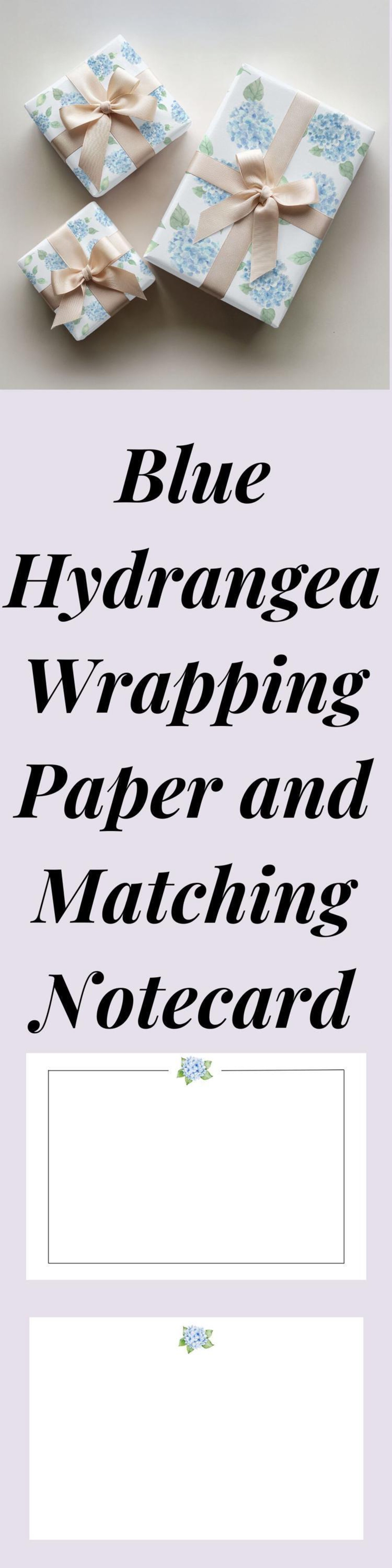 Blue Hydrangea Wrap Paper Roll Gift Packaging Floral Design Botanical ...