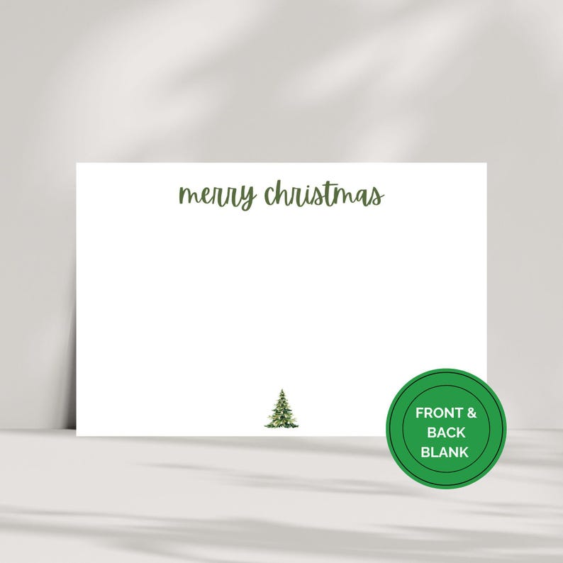 Printable Christmas Card Blank Template Holiday Message Thank You Note ...