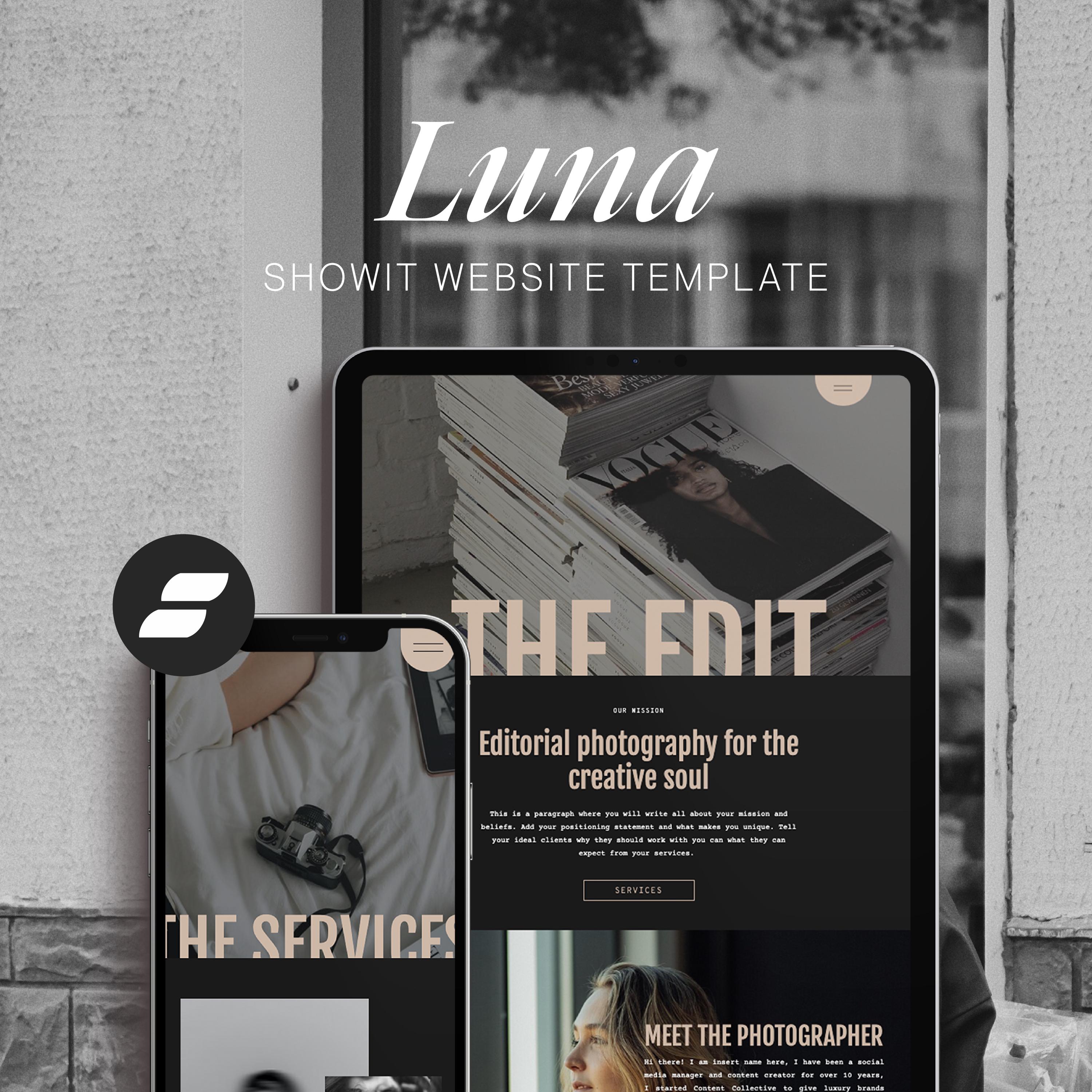 Luna Showit Website Template | Bold & Edgy Design for Photographers and ...