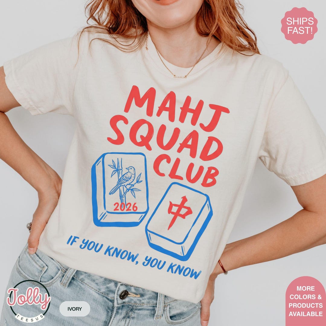 Mahjong Squad Club Retro Linocut T-shirt, Mahjong Tournament, Mahjong ...