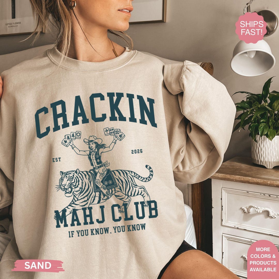 Mahjong Crack Club Vintage Sweat-shirt, Mahjong Tournament, Mahjong ...