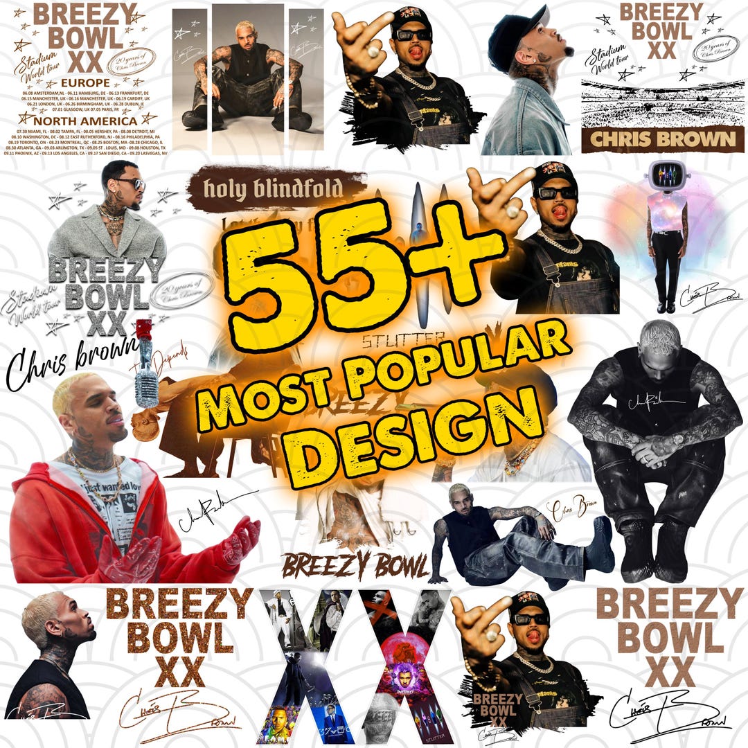 55+ Chris Brown Breezy Bowl XX Tour 2025 PNG Design, Chris Brown Middle ...