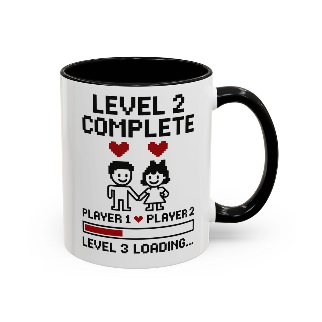Level 2 Complete Mug, Second Anniversary Gamer Couple Mug, Two Year ...