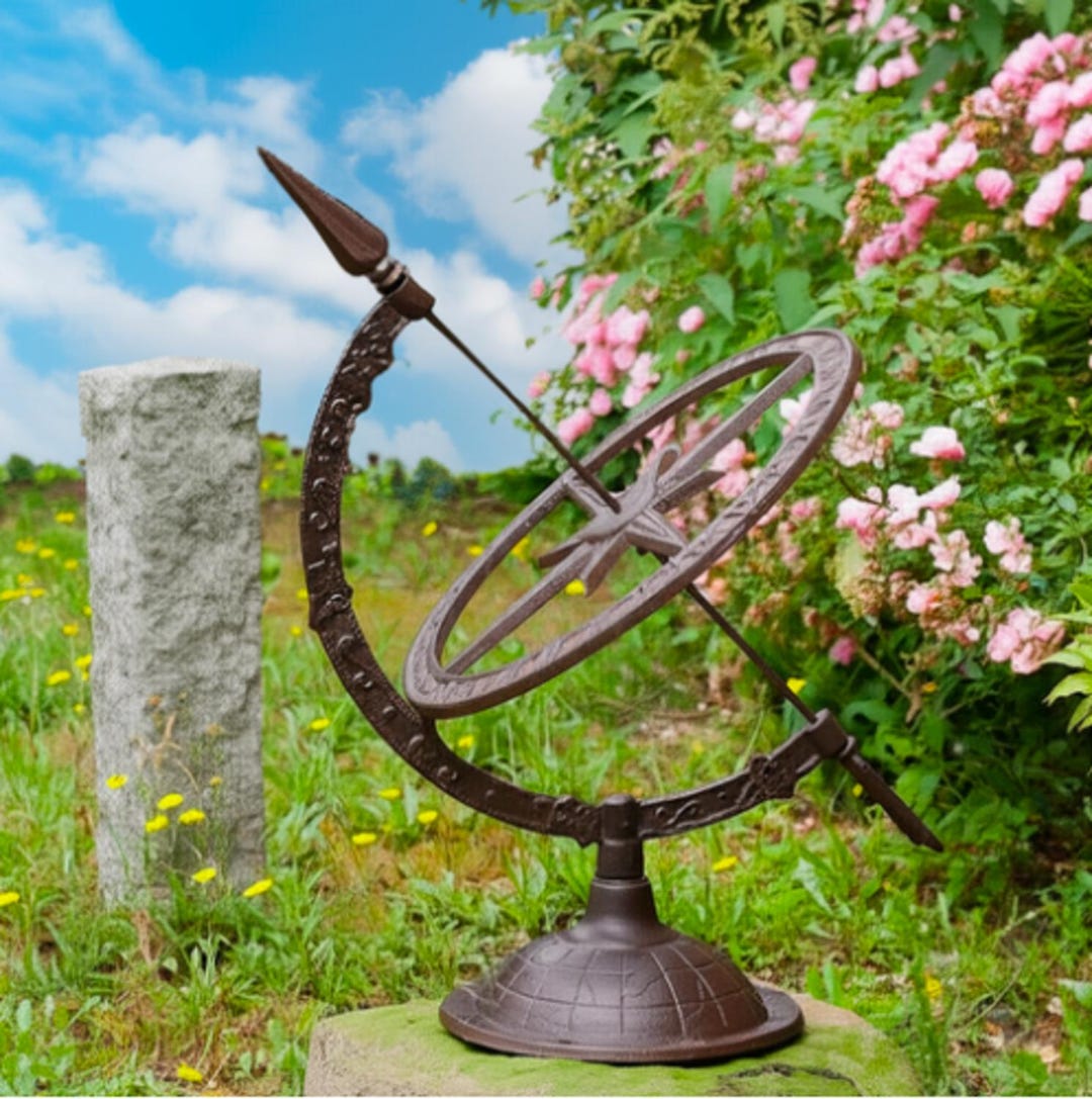 Vintage Cast Iron Sundial: 52cm Country Garden Clock for Patio, Lawn ...