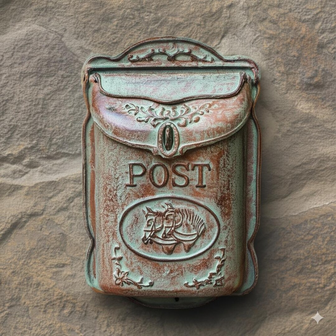 Vintage Horse Motif Cast Iron Mailbox - Rustic Wall-mounted Lockable ...