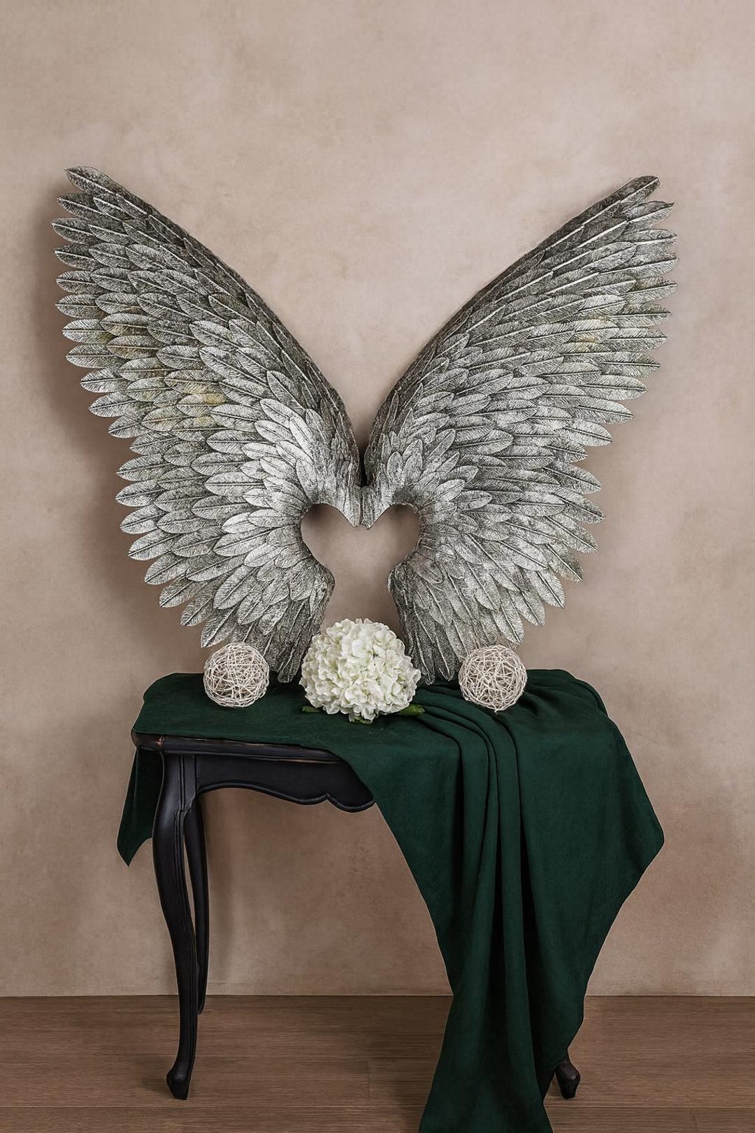 Alas de ángel gigantes "Villa Angelo": escultura de pared con pátina de ...